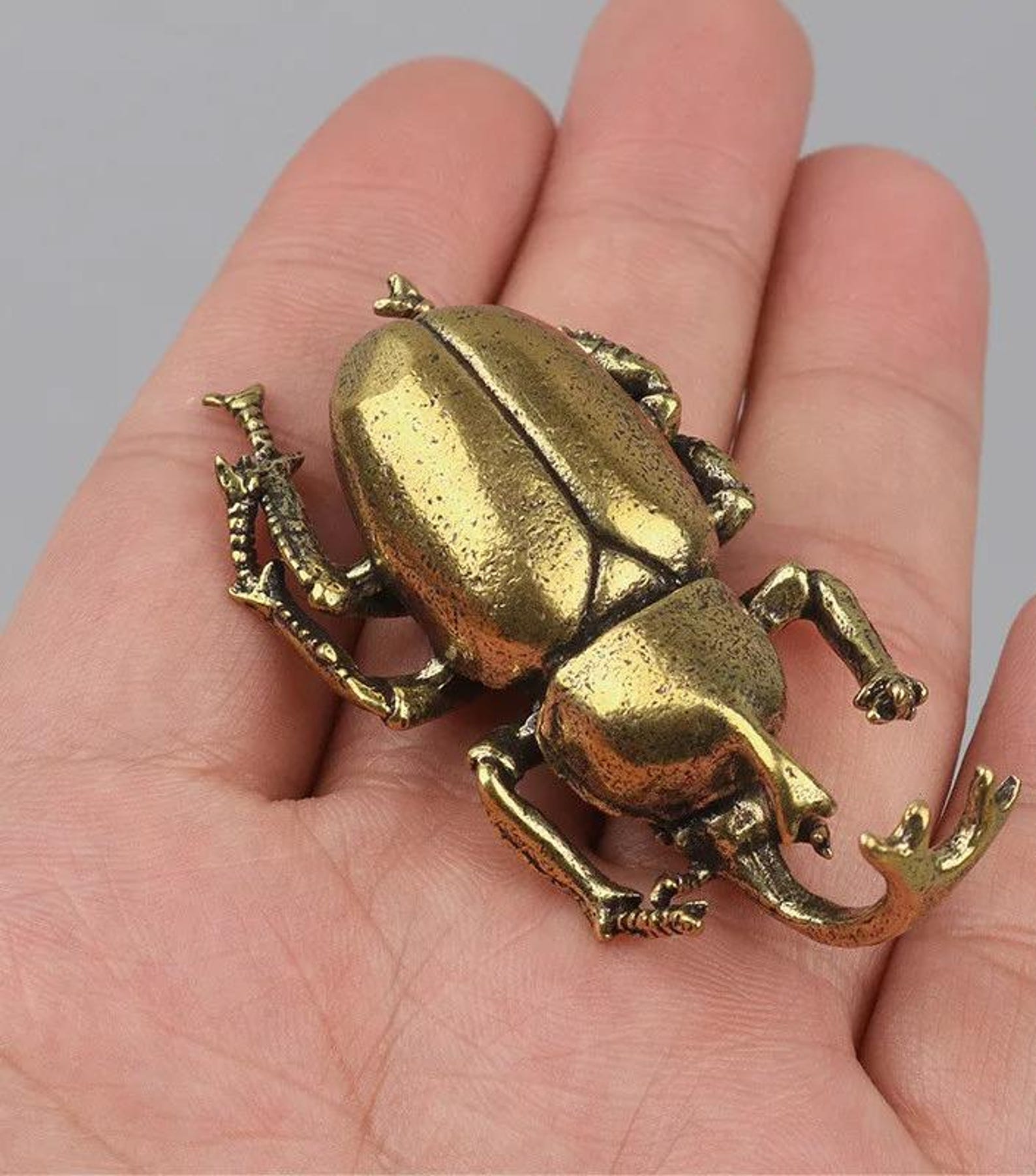 Handmade Brass Beetle Sculpture Set: Copper Insect Tea Pets - Etsy