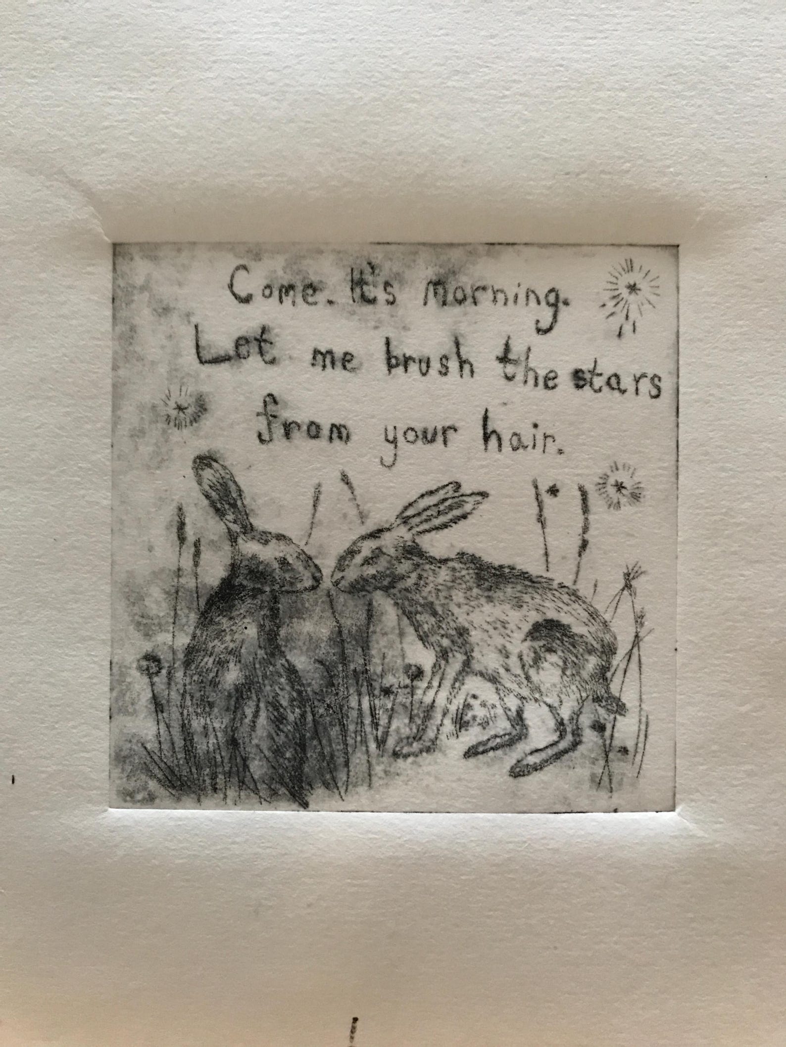 Dry Point Etching, Intaglio Print, Two Hares - Etsy