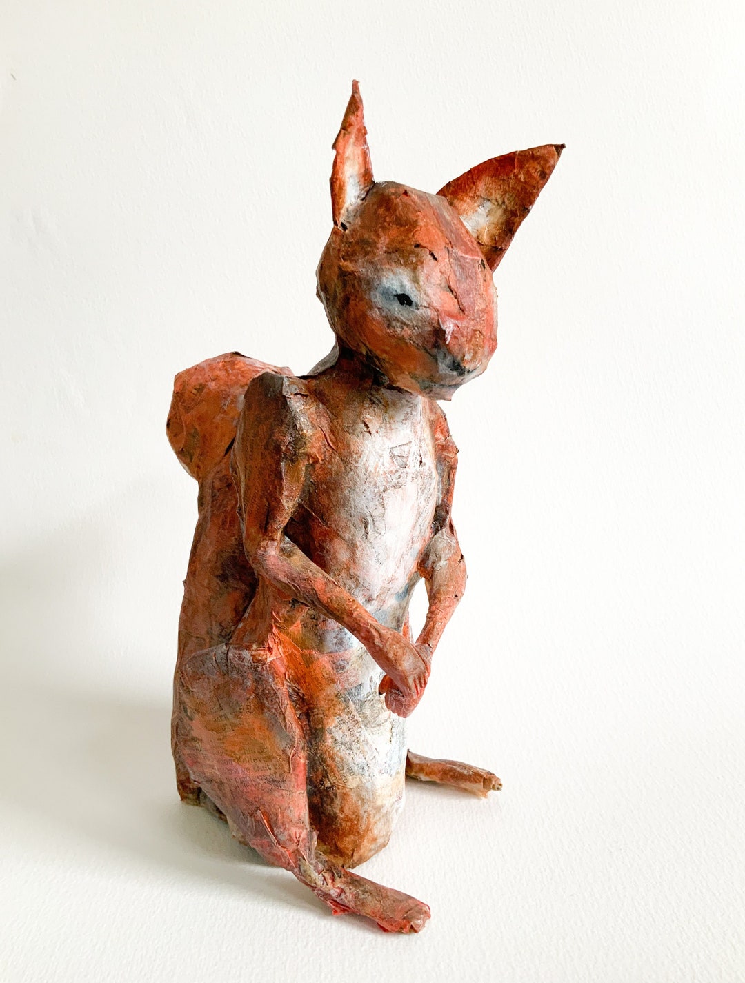 Paper Mache Red Squirrel Sculpture, Mixed Media Sculpture OOAK ...