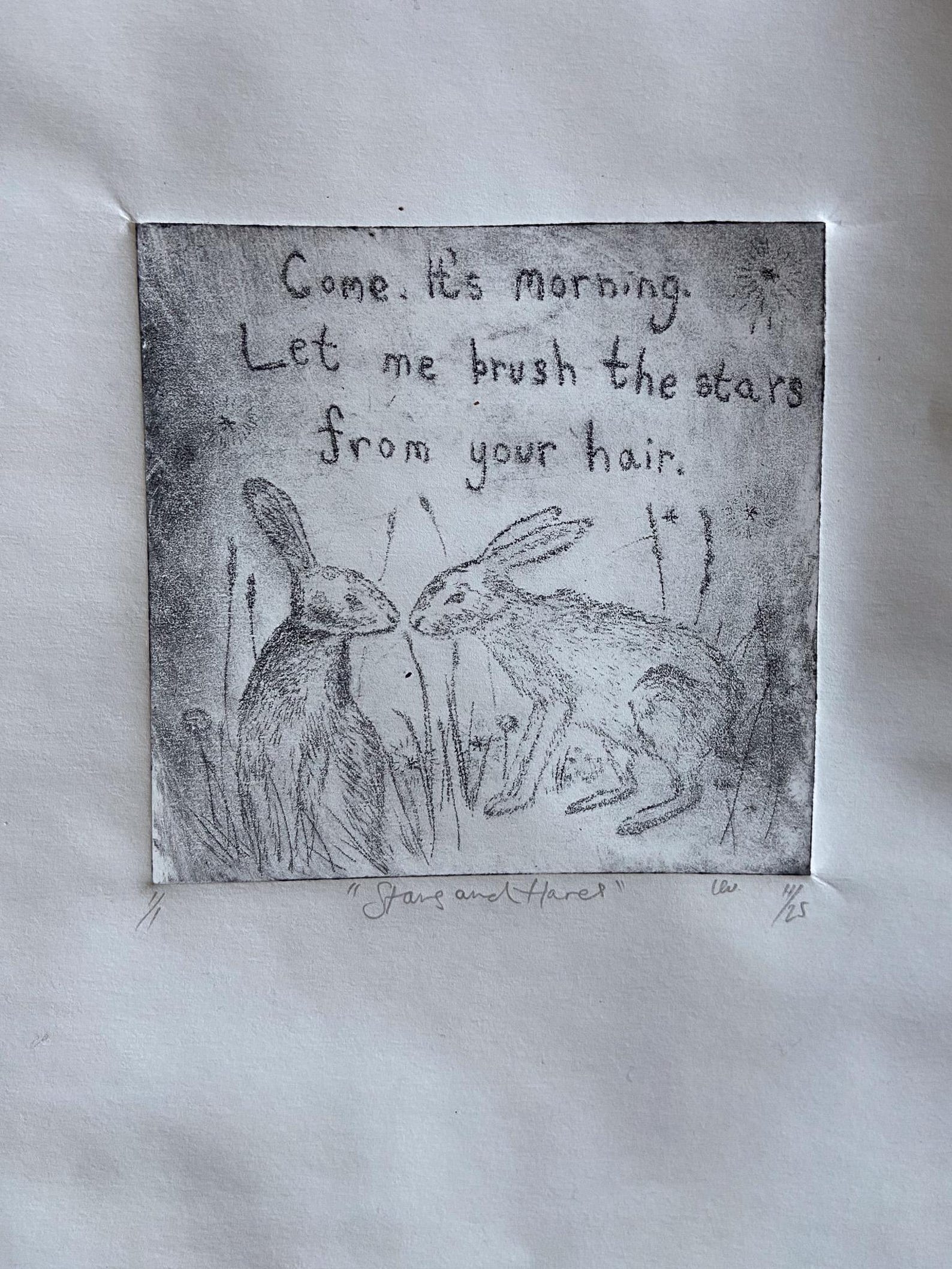 Dry Point Etching, Intaglio Print, Two Hares - Etsy