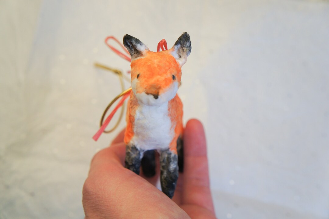 Spun Cotton Primitive Fox Sculpture Fox Tree Decoration - Etsy