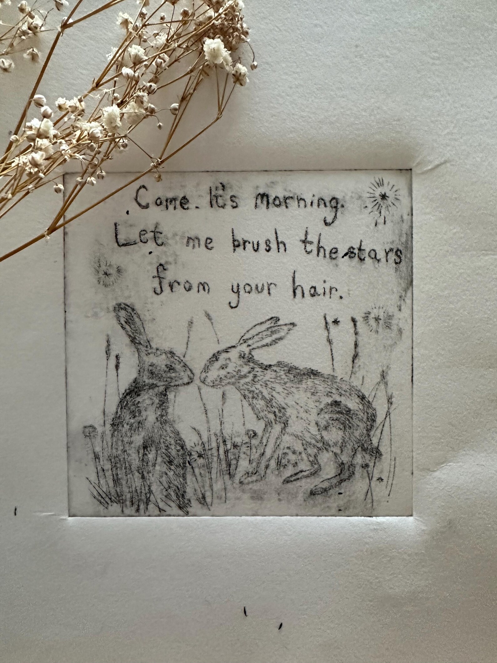 Dry Point Etching, Intaglio Print, Two Hares - Etsy