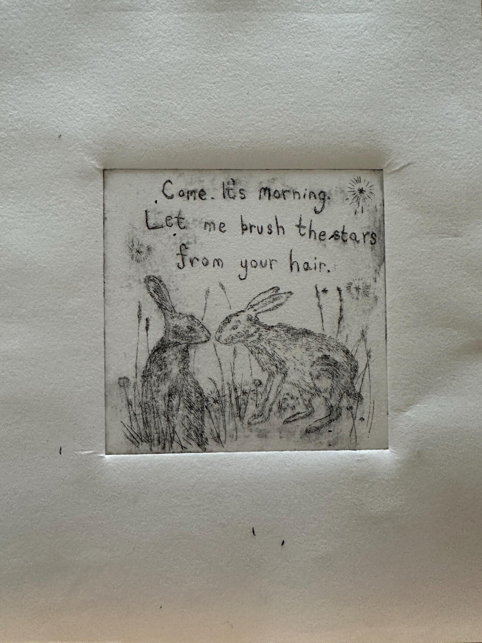 Dry Point Etching, Intaglio Print, Two Hares - Etsy