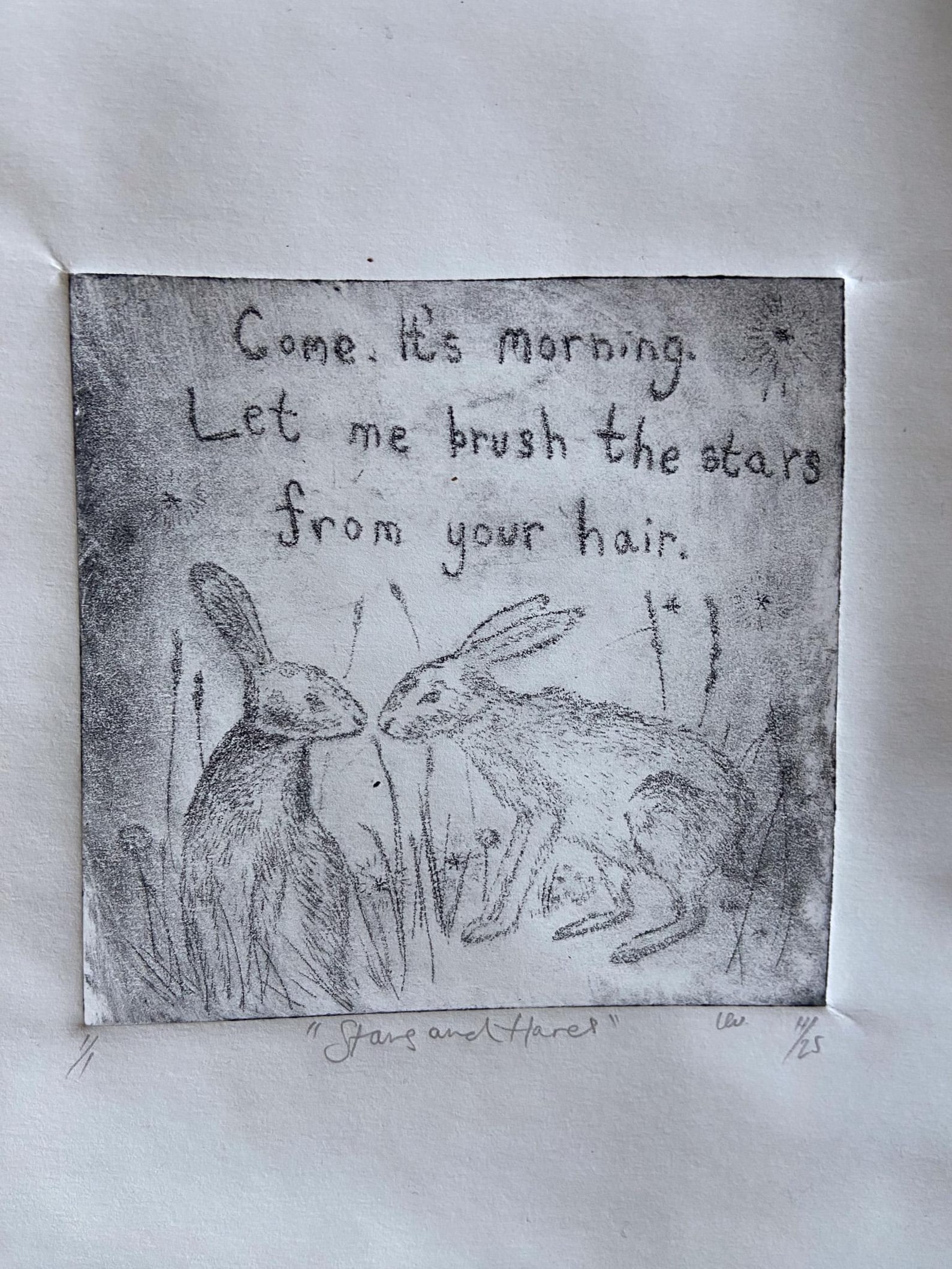 Dry Point Etching, Intaglio Print, Two Hares - Etsy