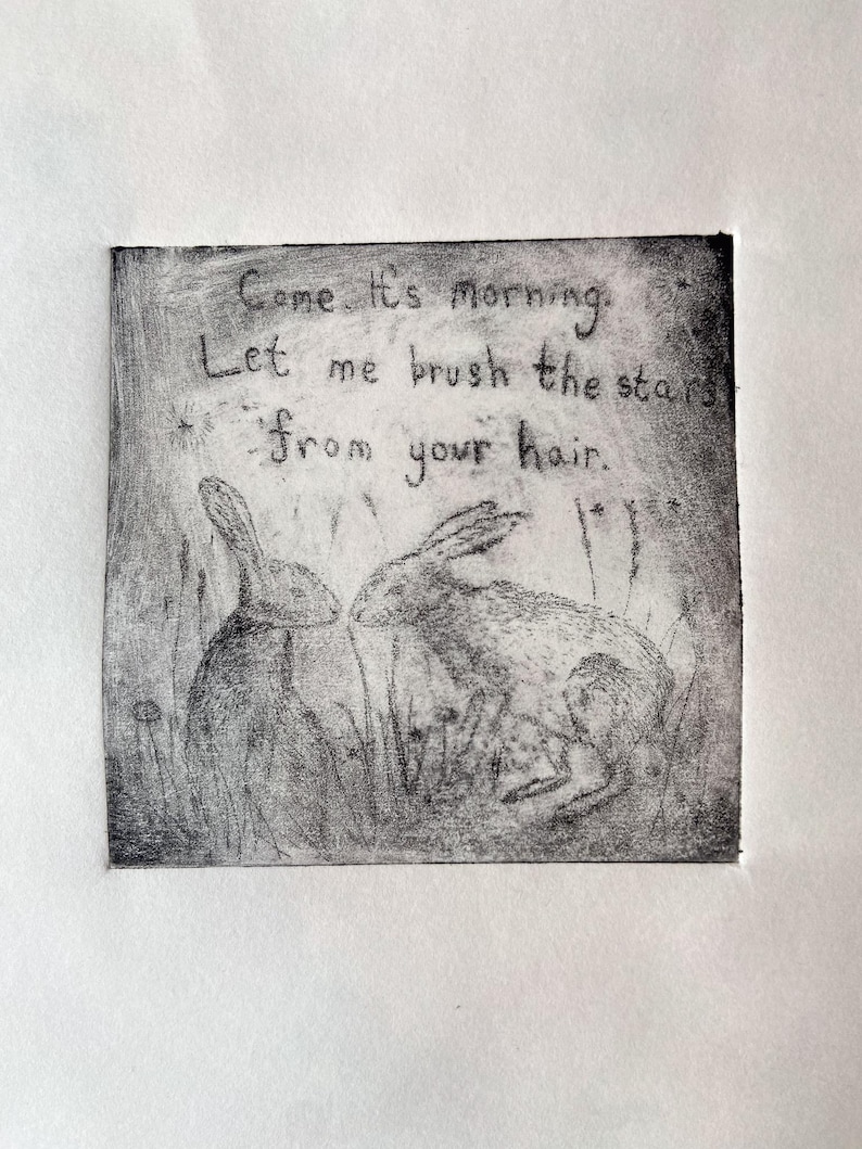 Dry Point Etching, Intaglio Print, Two Hares - Etsy