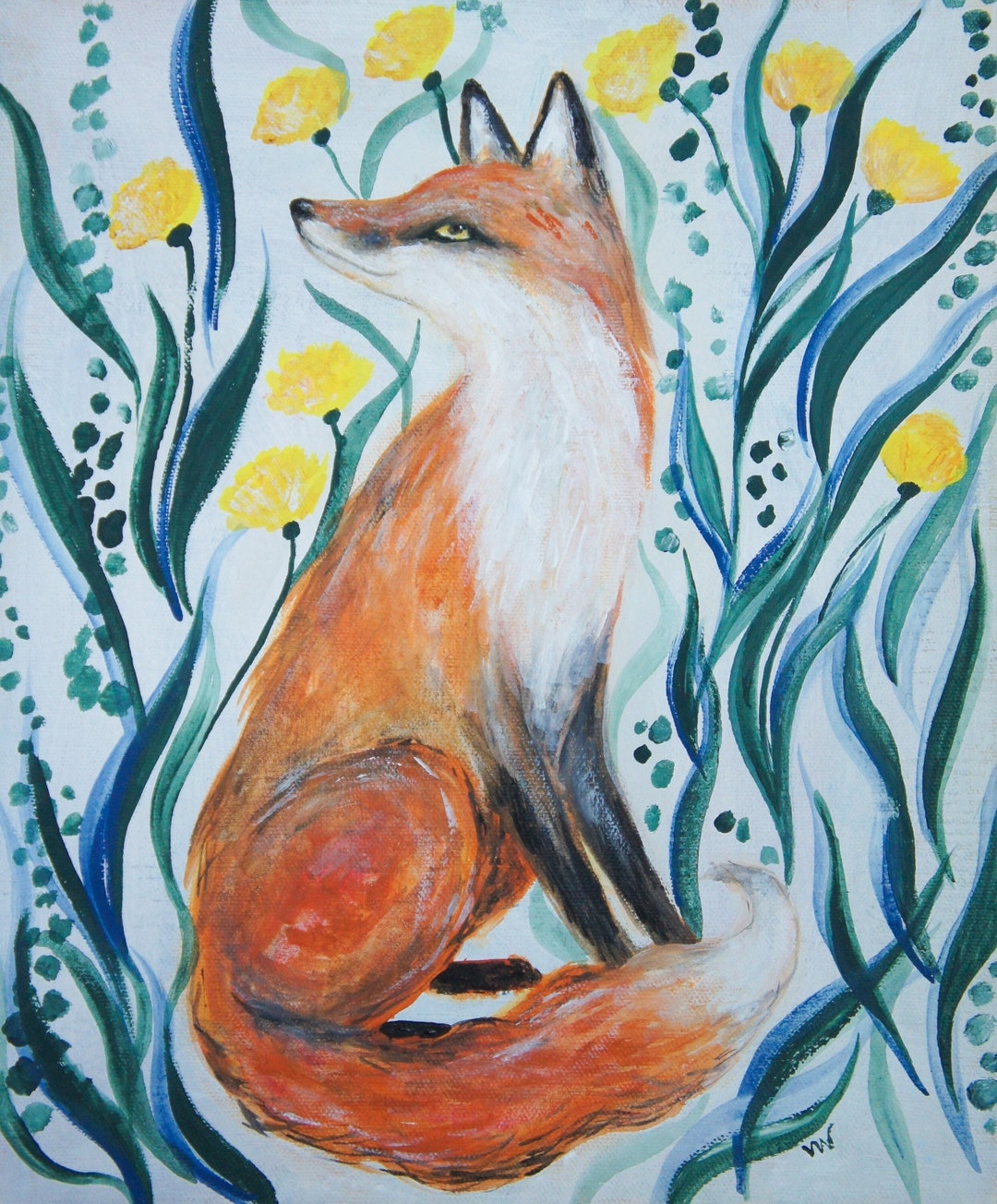 OOAK Fox Painting Original Acrylic Painting on Canvas Board - Etsy