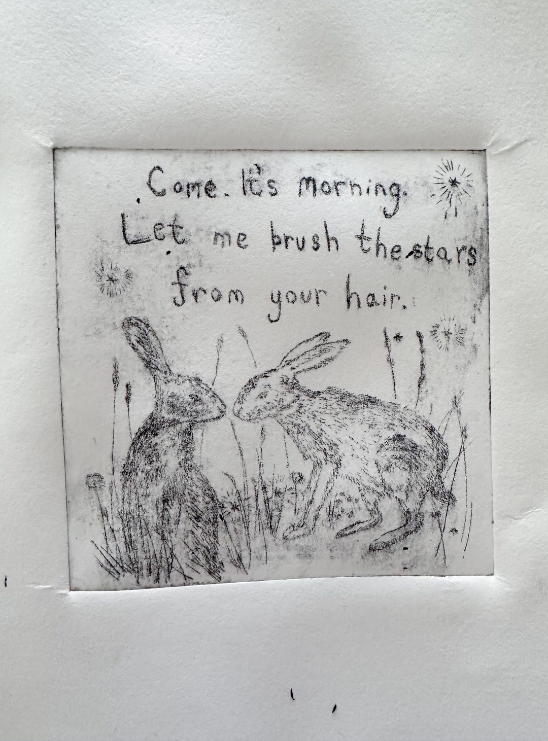 Dry Point Etching, Intaglio Print, Two Hares - Etsy