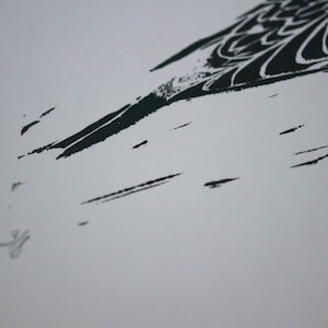 Starling Linocut Print, Bird Linocut Print, Wildlife Art Print, Starry ...