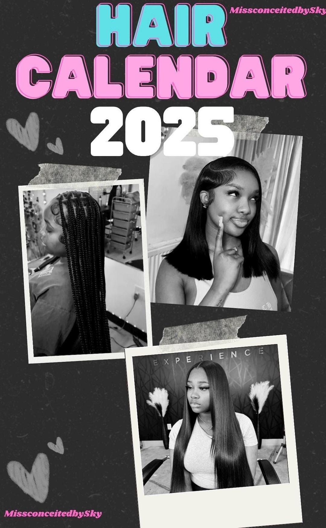 2025 Digital Hair Calendar Planner - Etsy