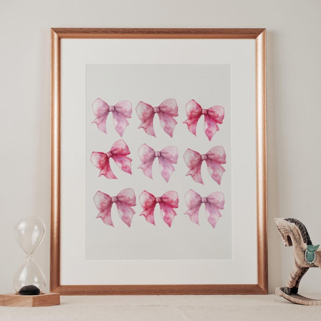 Trendy Pink Bows Wall Art | Preppy Poster | College Apartment Decor ...