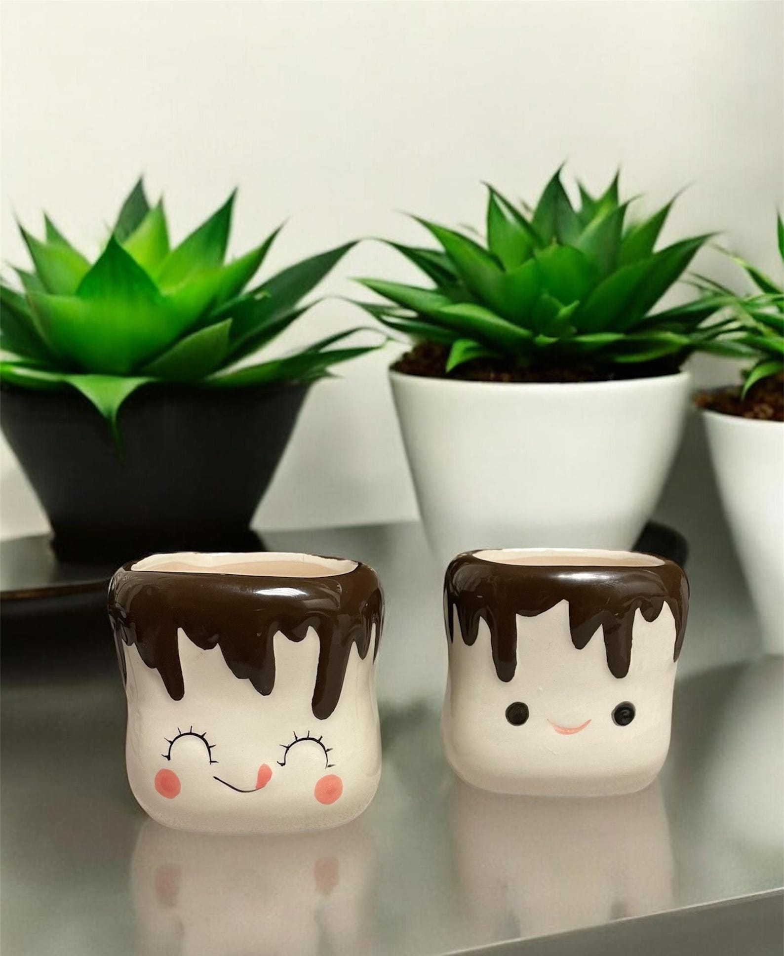 Adorable Marshmallow & Chocolate Drip Ceramic Jar Candles - Set of 2 ...