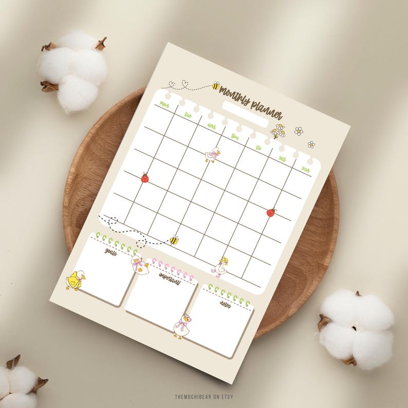 Printable Daily, Weekly, Monthly Planner | Kawaii Goose Theme | A4, A5 ...