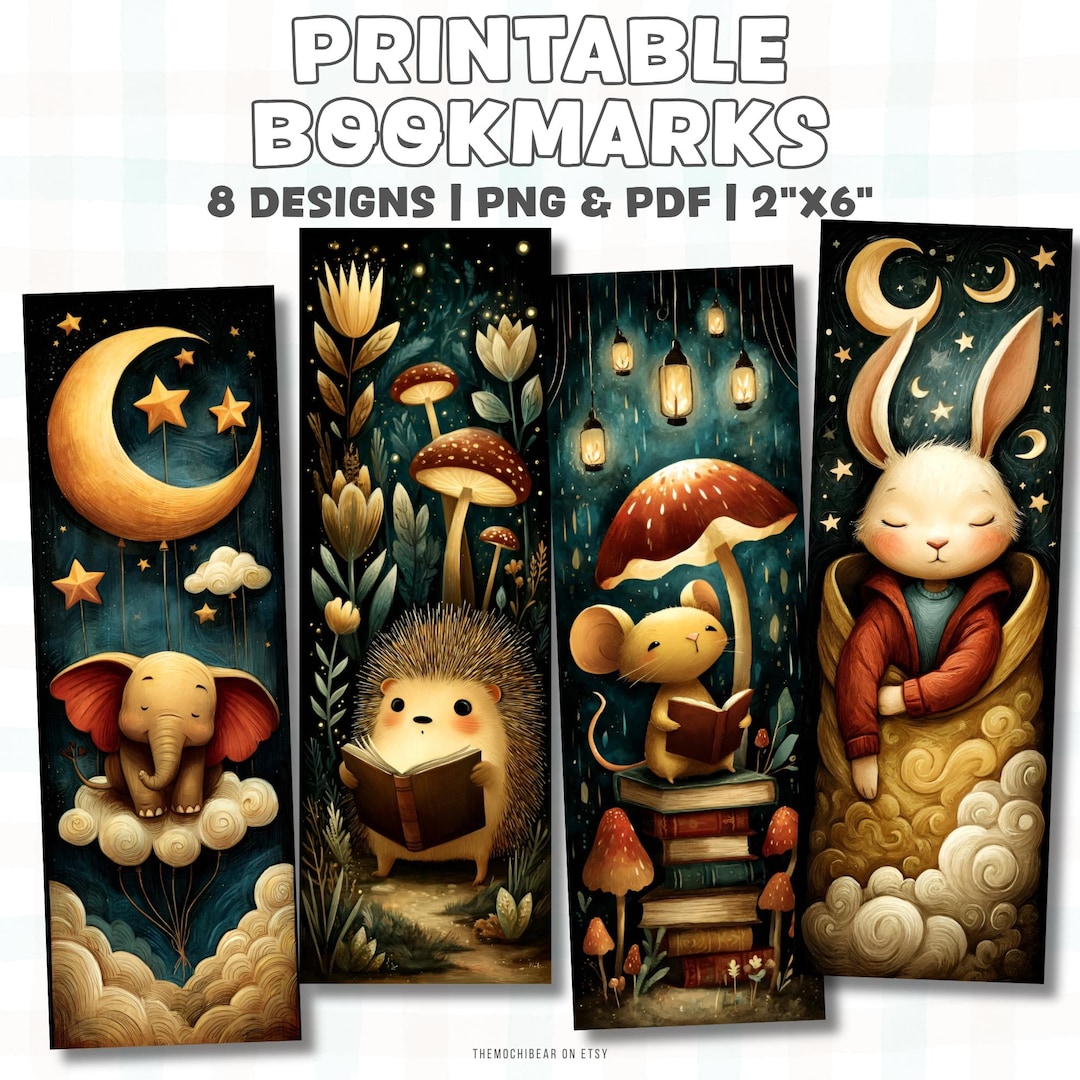 Printable Cute Animal Bookmarks - 8 Designs | PNG, PDF(A4,US Letter ...