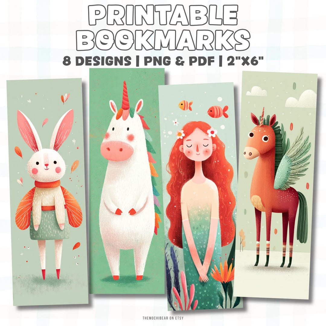 Printable Bookmarks | 8 Designs Magical Creature | Whimsical Fantasy ...