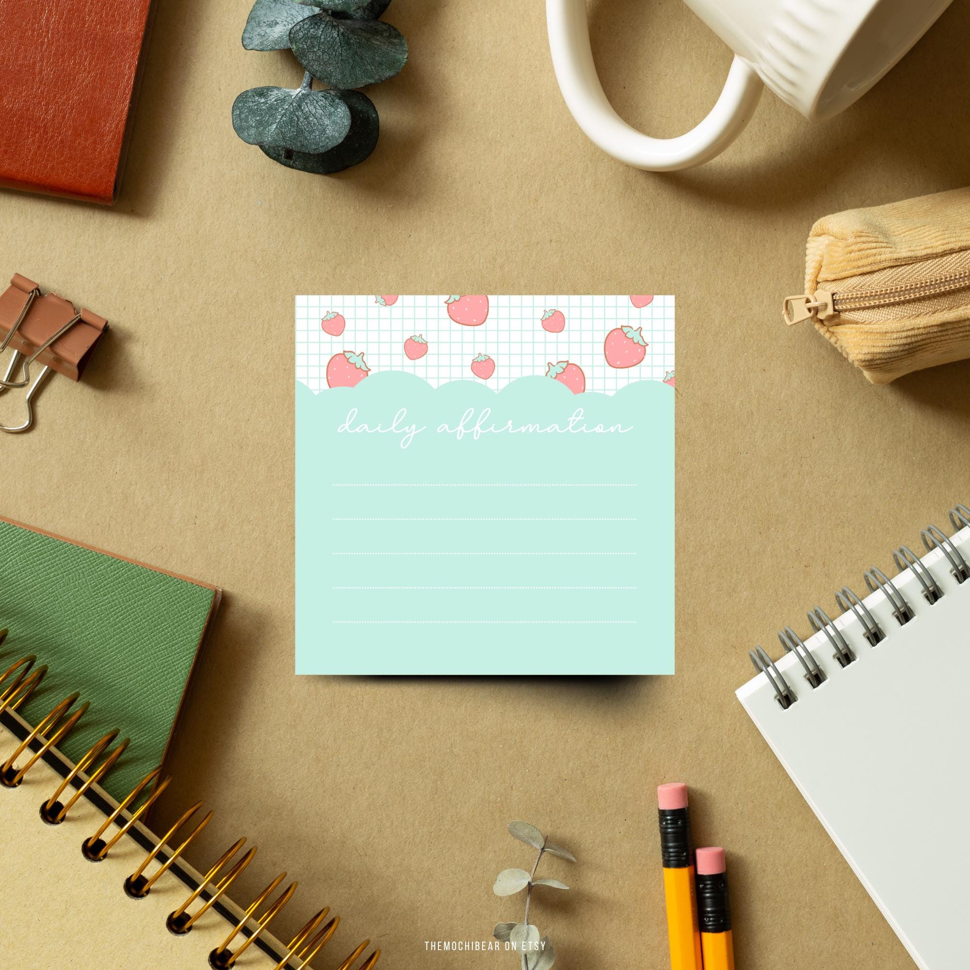 Kawaii Food Printable Memo Pad: 3"x3”, 12 Cute Designs ,PNG & PDF (A4 ...