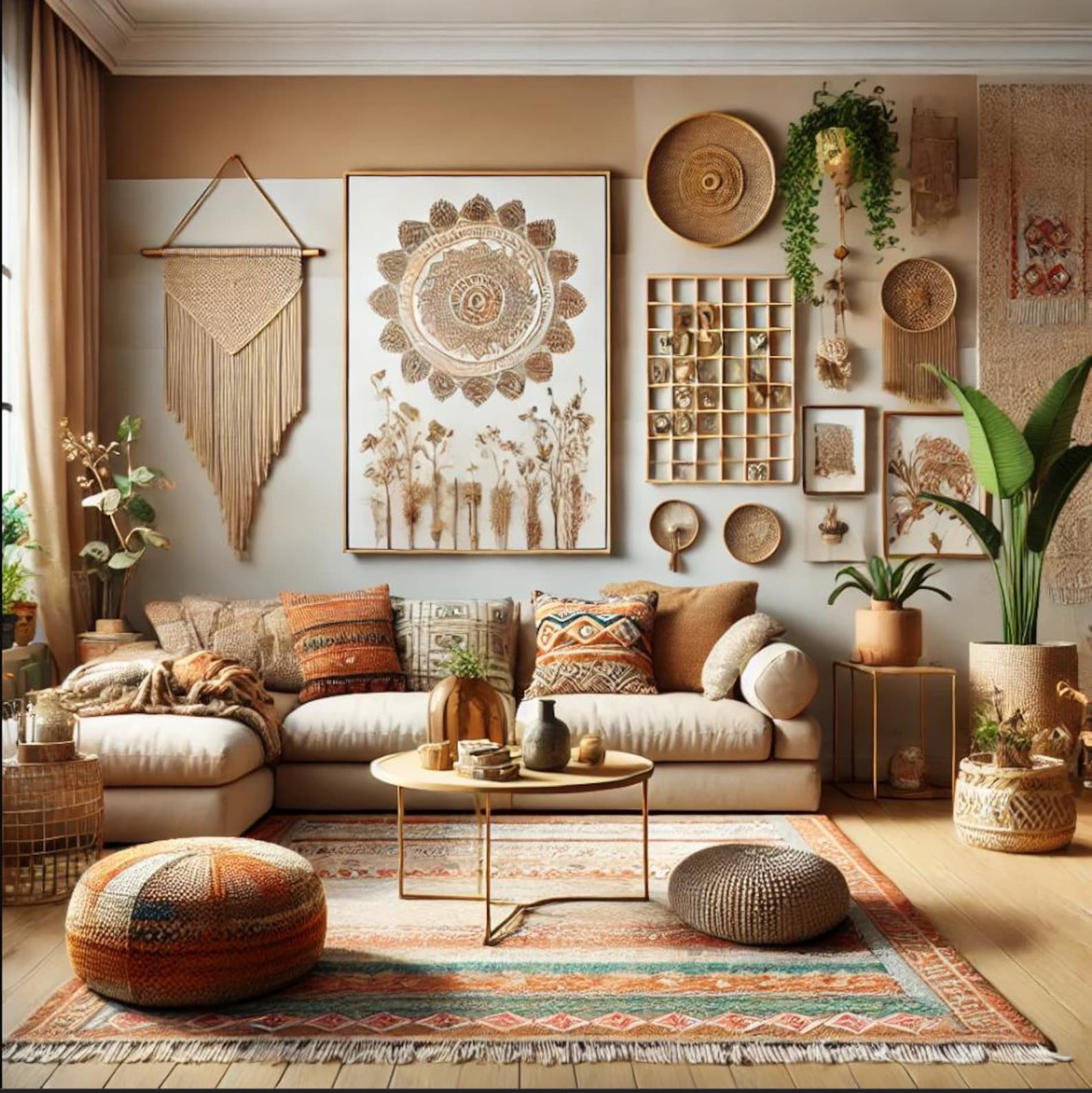Bohemian Living Room Design Template | DIY Boho Interior Design Kit ...