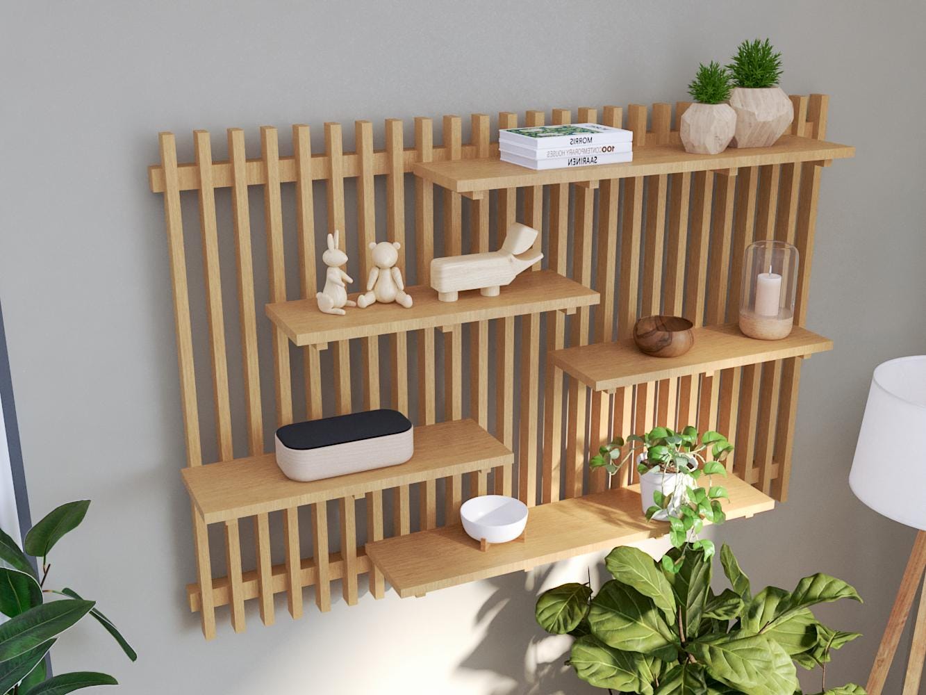 Modern Wall-mounted Shelf | Customizable 3D Model (SKP + DWG + PDF ...