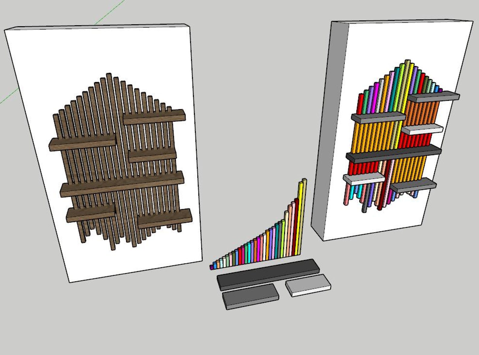 Modern Wall-mounted Shelf | Customizable 3D Model (SKP + DWG + PDF ...