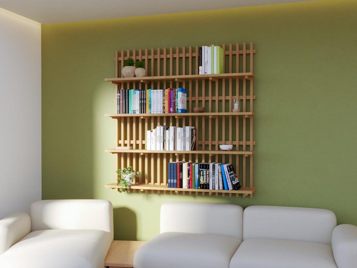 Modern Wall Mounted Shelf | Customizable 3D Model (SKP + DWG + PDF ...