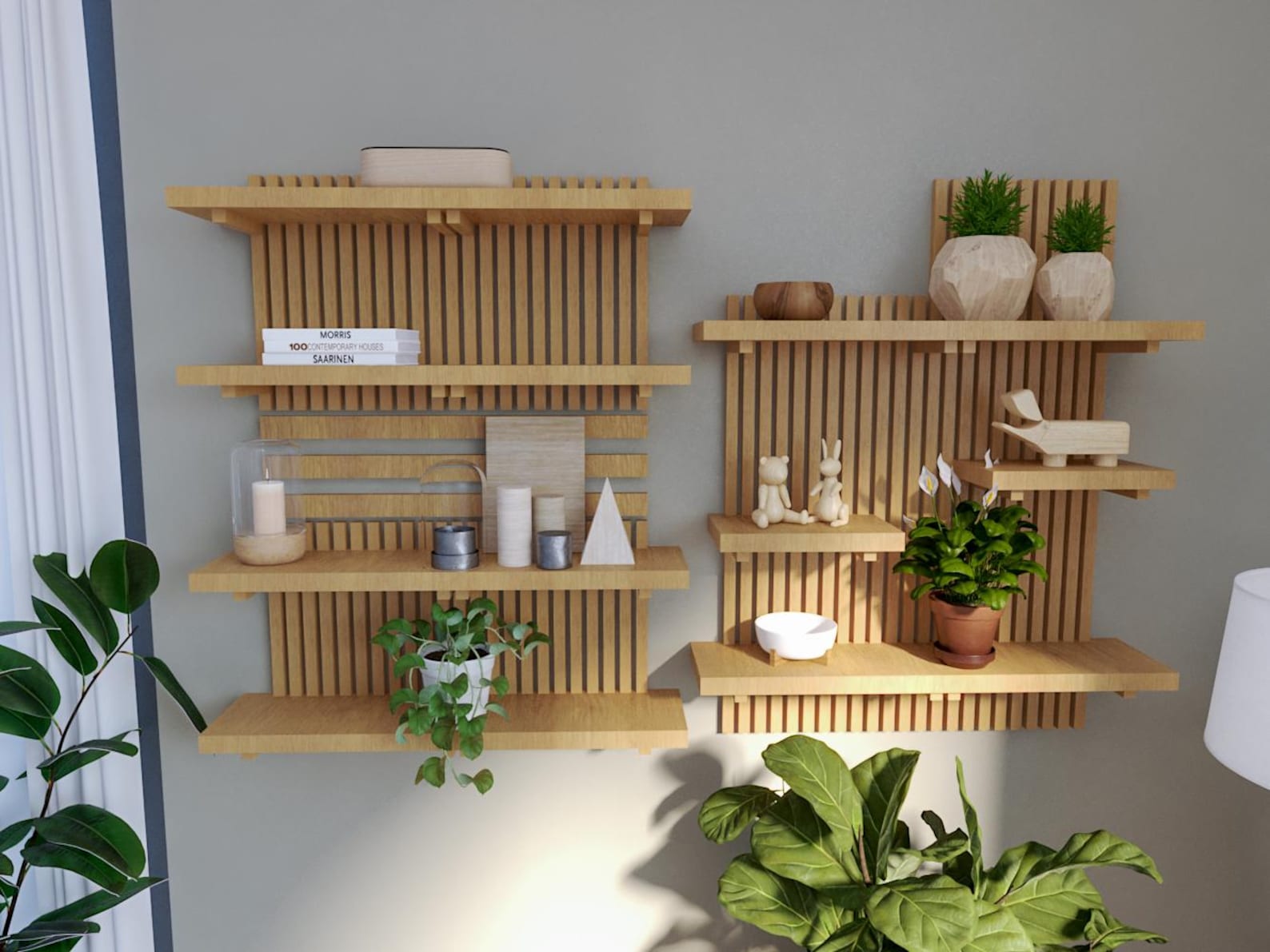 Modern Wall-mounted Shelf | Customizable 3D Model (SKP + DWG + PDF ...
