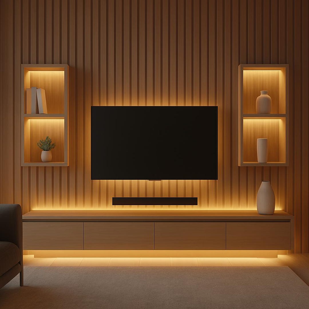 Custom TV Wall Unit | 3D Model + Render + Woodworking Plans - Etsy