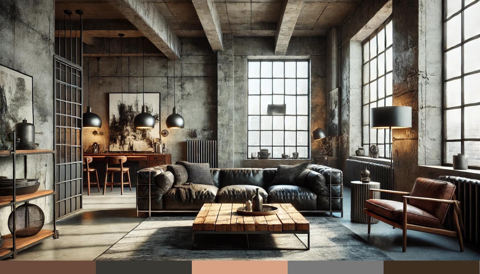 Industrial Living Room Design Template: DIY Interior Styling (digital ...