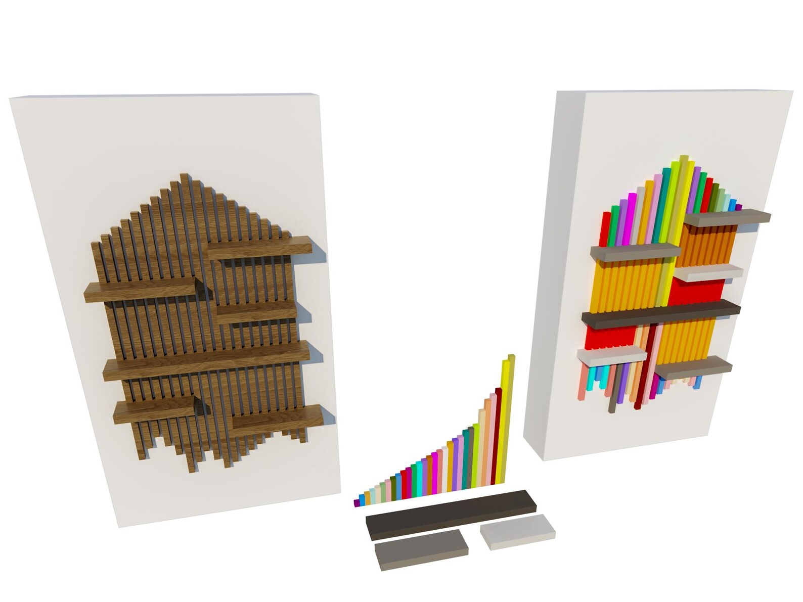 Modern Wall-mounted Shelf | Customizable 3D Model (SKP + DWG + PDF ...