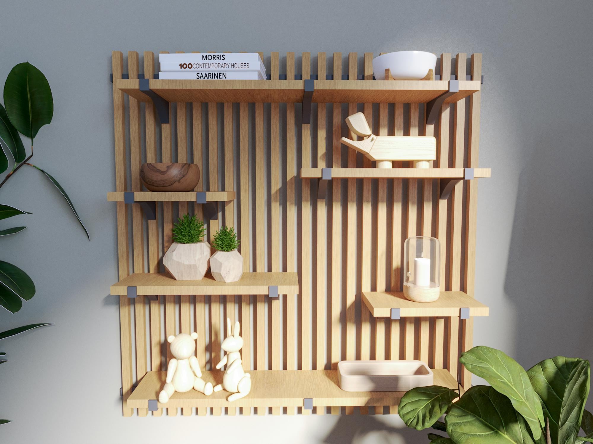 Modern Wall-mounted Shelf | Customizable 3D Model (SKP + DWG + PDF ...