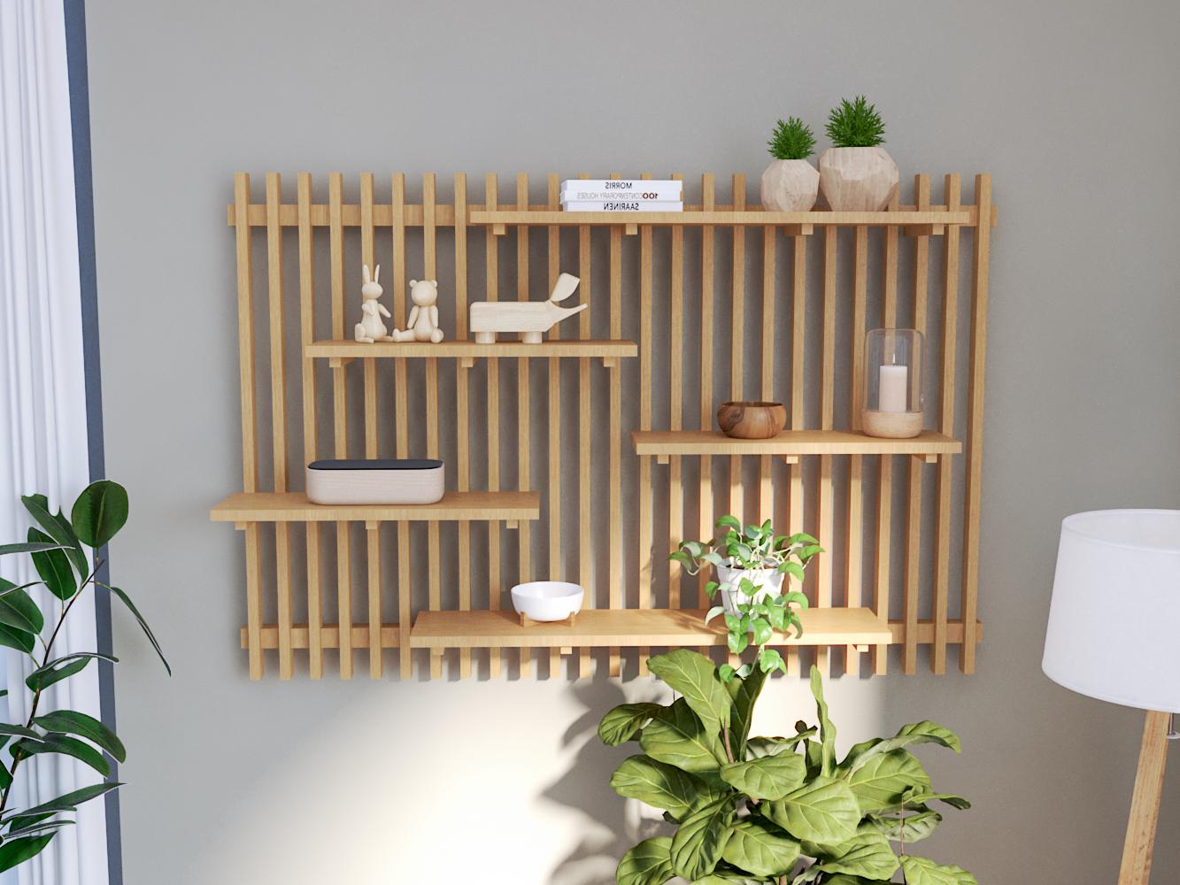 Modern Wall-mounted Shelf | Customizable 3D Model (SKP + DWG + PDF ...