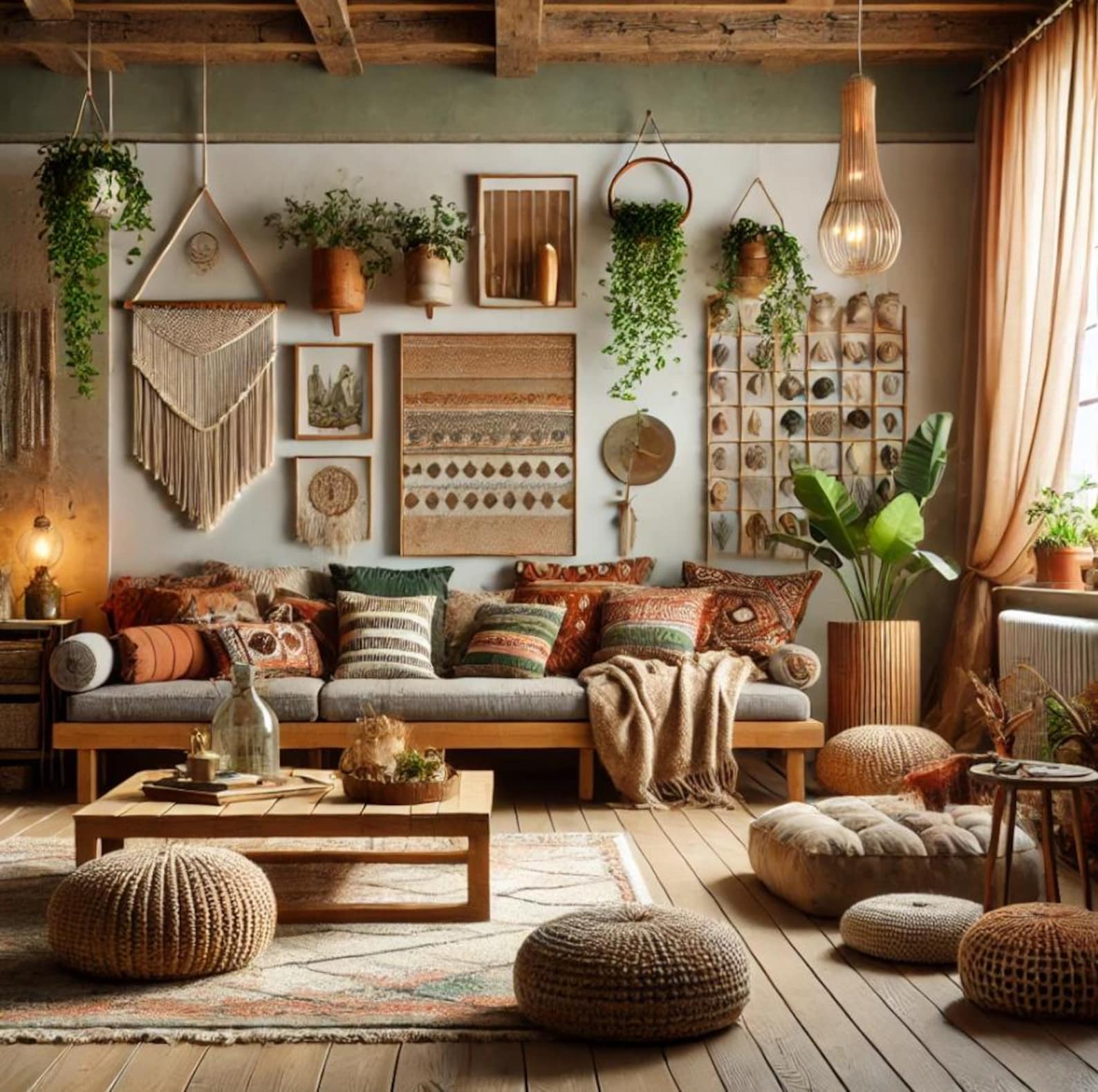Bohemian Living Room Design Template | DIY Boho Interior Design Kit ...