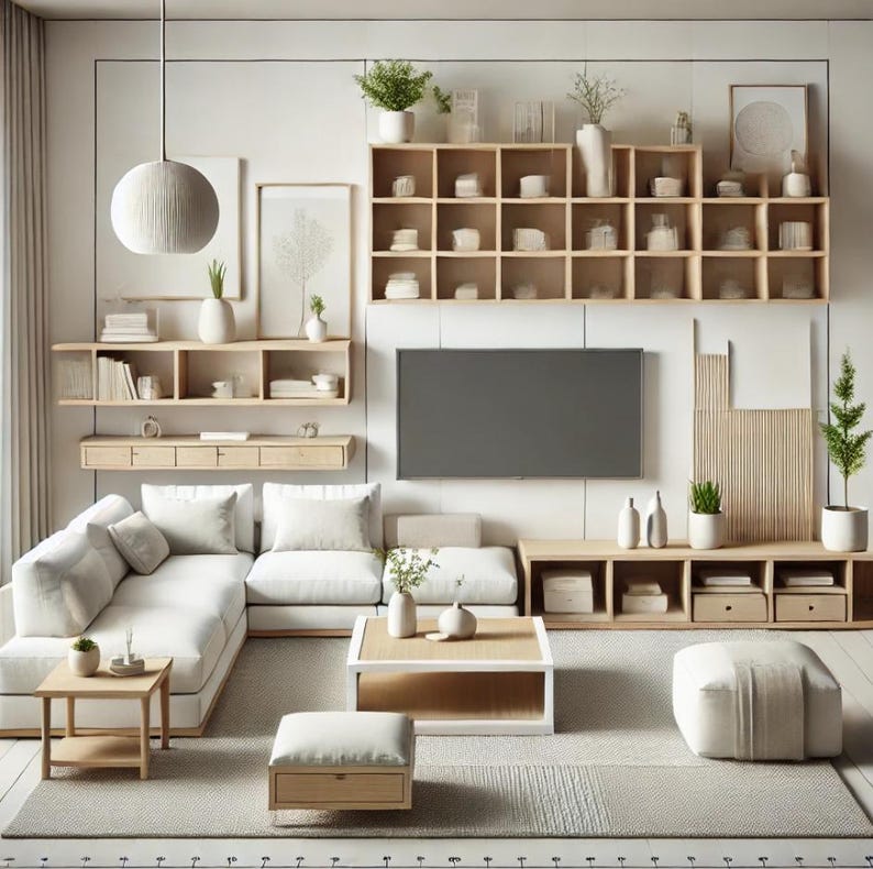 Minimalist Living Room Design Template: DIY Interior Guide (digital ...