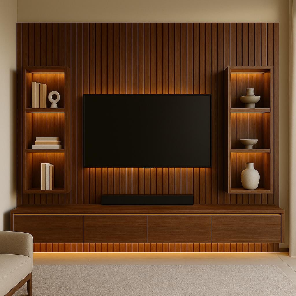 Custom TV Wall Unit | 3D Model + Render + Woodworking Plans - Etsy UK