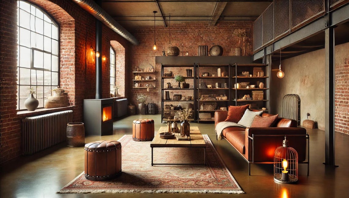 Industrial Living Room Design Template: DIY Interior Styling (digital ...