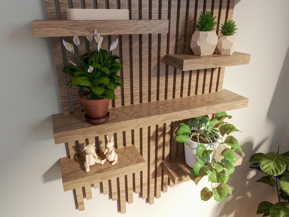 Modern Wall-mounted Shelf | Customizable 3D Model (SKP + DWG + PDF ...