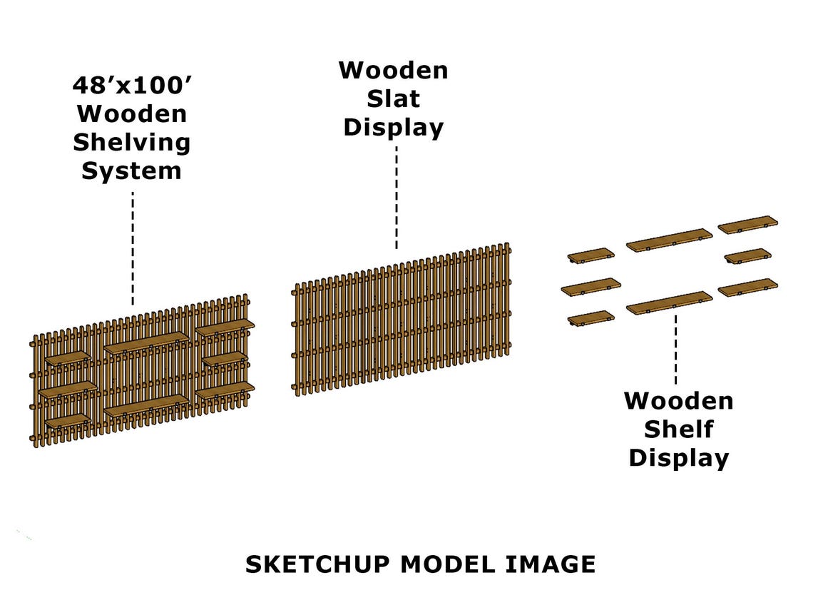 Modular Wall-mounted Shelf System | Customizable 3D Model (SKP + DWG ...