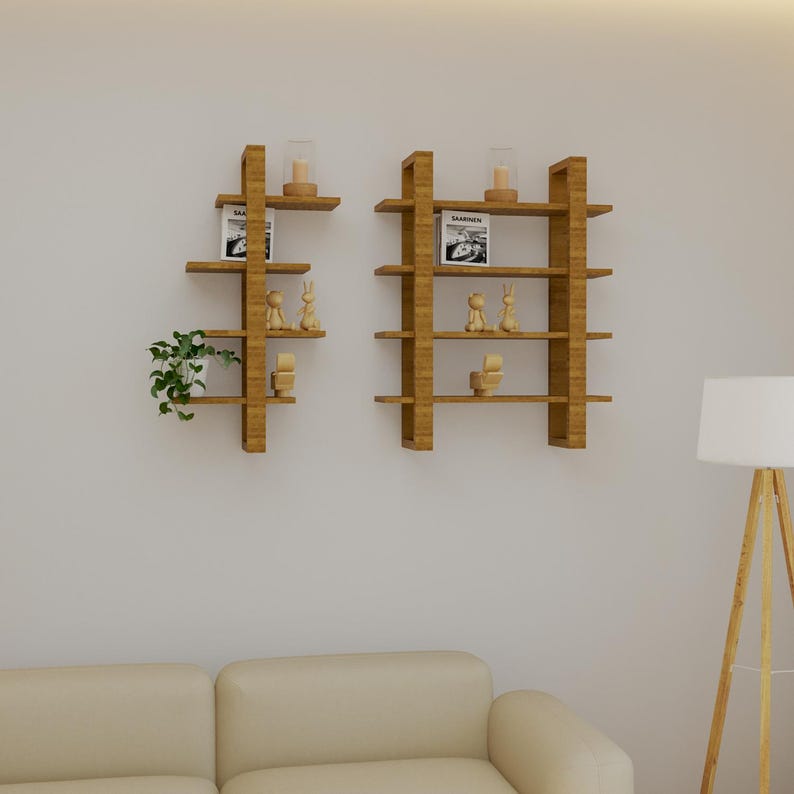 Wall-mounted Wooden Shelf Design 3D Model & PDF File - Etsy