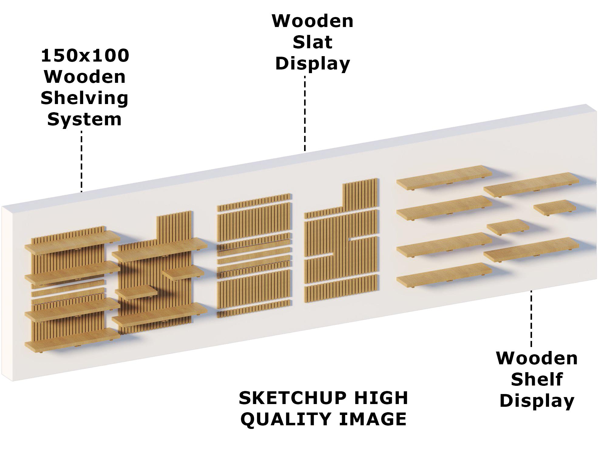 Modern Wall-mounted Shelf | Customizable 3D Model (SKP + DWG + PDF ...