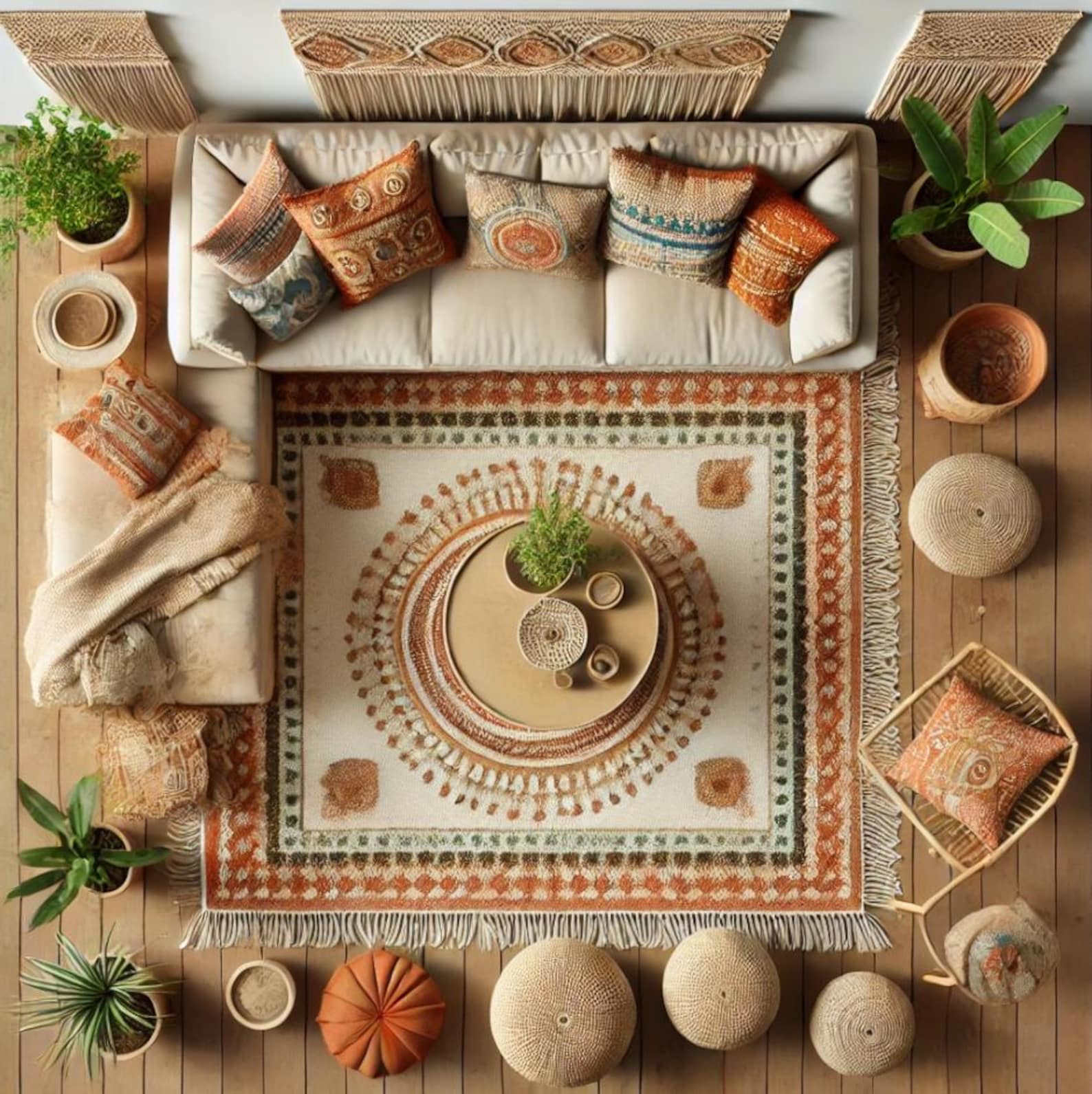 Bohemian Living Room Design Template | DIY Boho Interior Design Kit ...