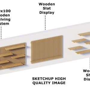 Modern Wall-mounted Shelf | Customizable 3D Model (SKP + DWG + PDF ...