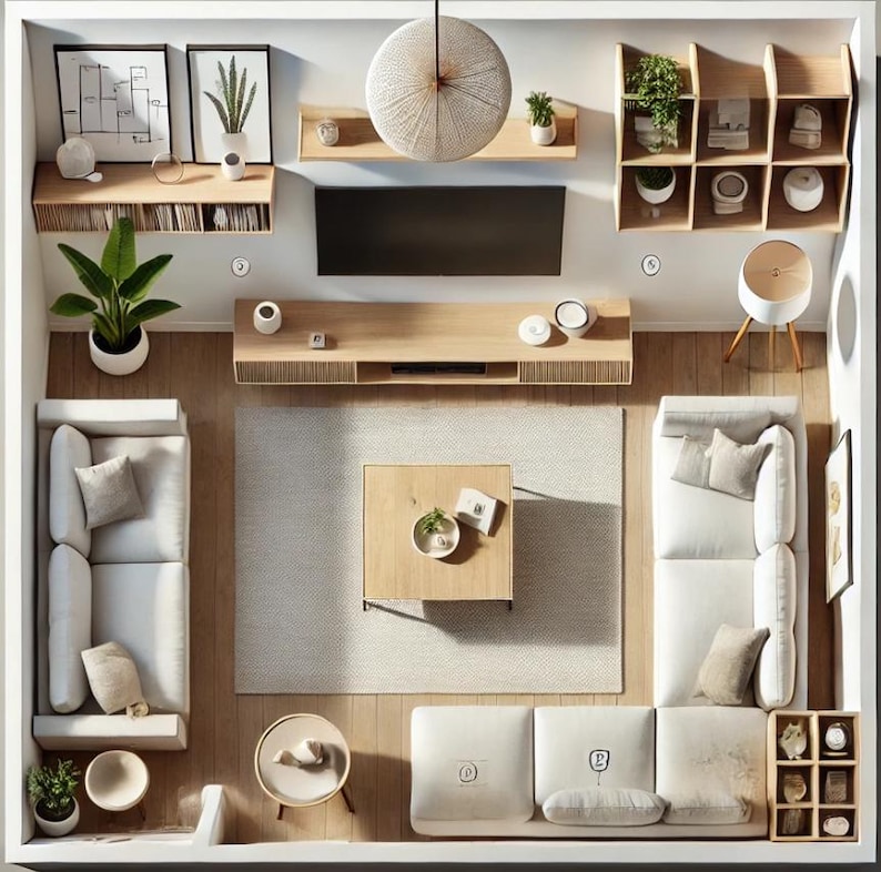 Minimalist Living Room Design Template: DIY Interior Guide (digital ...