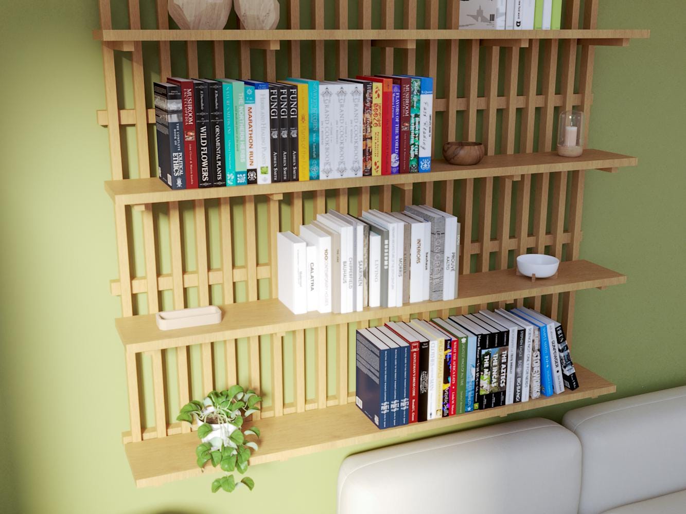 Modern Wall Mounted Shelf | Customizable 3D Model (SKP + DWG + PDF ...