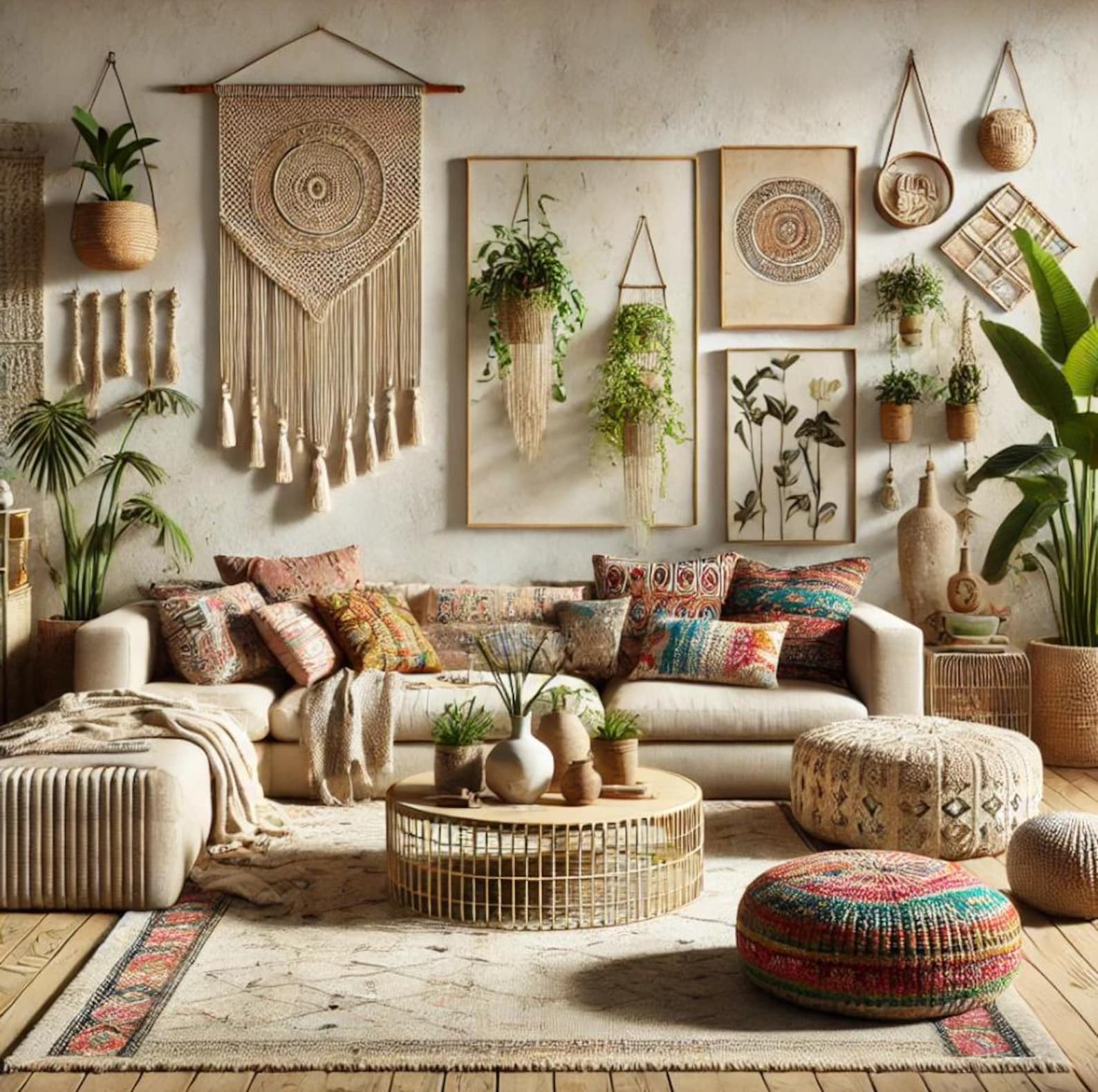 Bohemian Living Room Design Template | DIY Boho Interior Design Kit ...