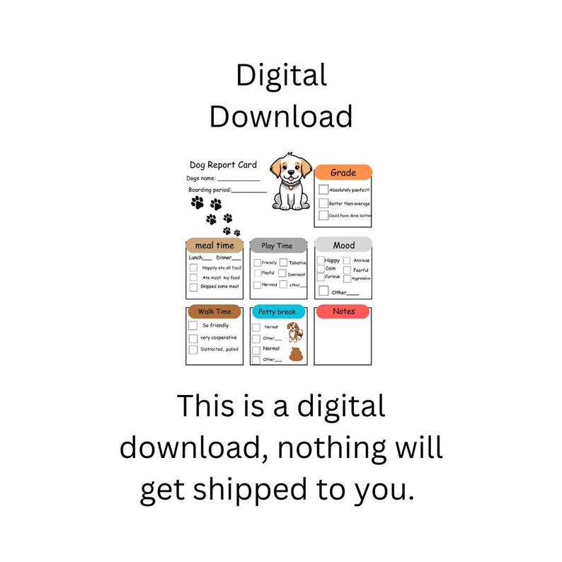 Dog Report Card, Dog Behavior Tracker - Etsy