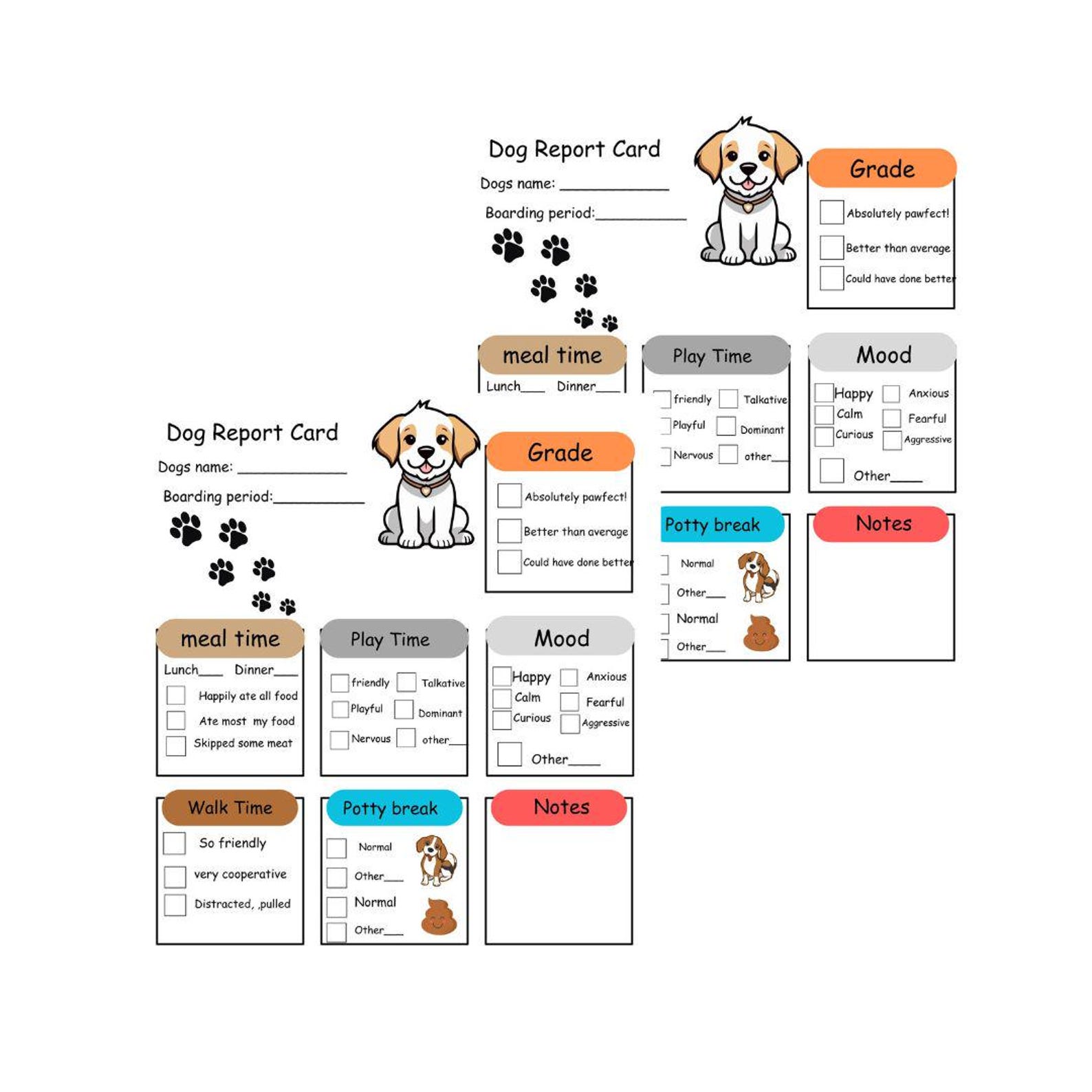 Dog Report Card, Dog Behavior Tracker - Etsy