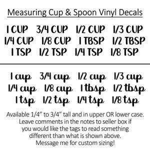Measuring Cup and Spoon Vinyl Decal Labels | Kitchen Organization ...