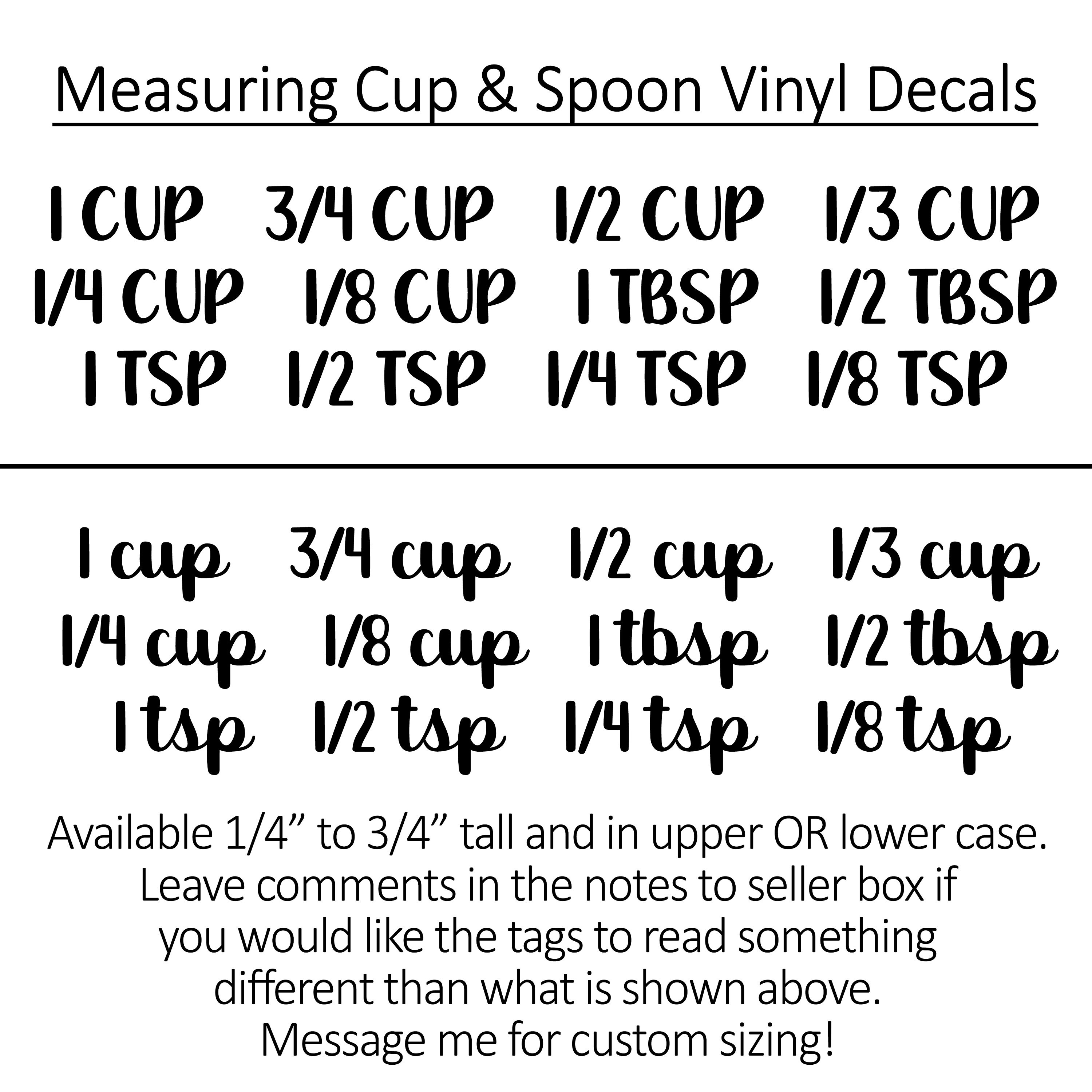 Measuring Cup and Spoon Vinyl Decal Labels | Kitchen Organization ...
