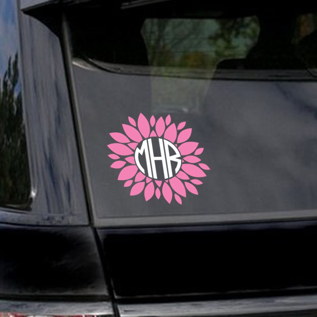 Car Monogram Decal - Dahlia Monogram Sticker - Flower Initials ...