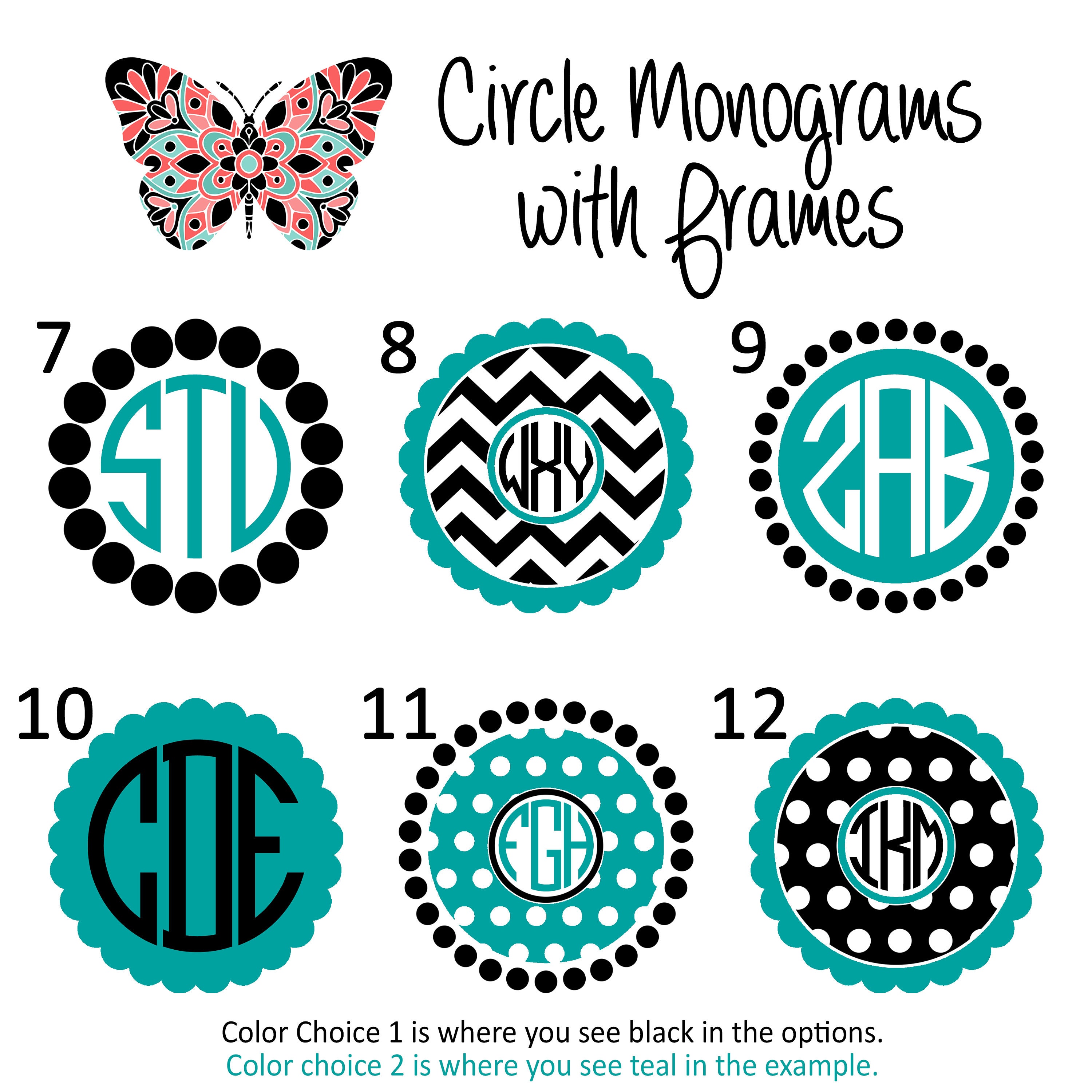 Circle Monogram Vinyl Decal Monogram Sticker First | Etsy
