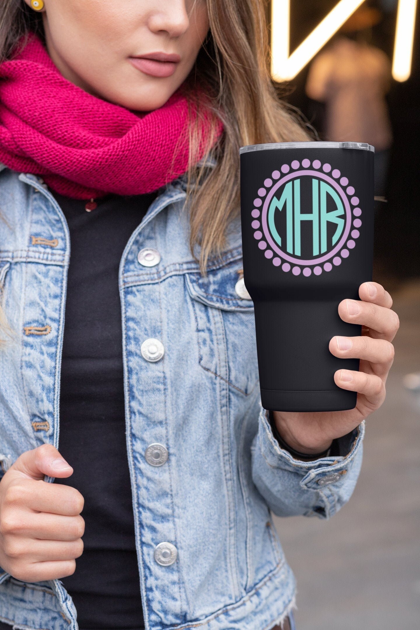 Circle Monogram Vinyl Decal Monogram Sticker First | Etsy