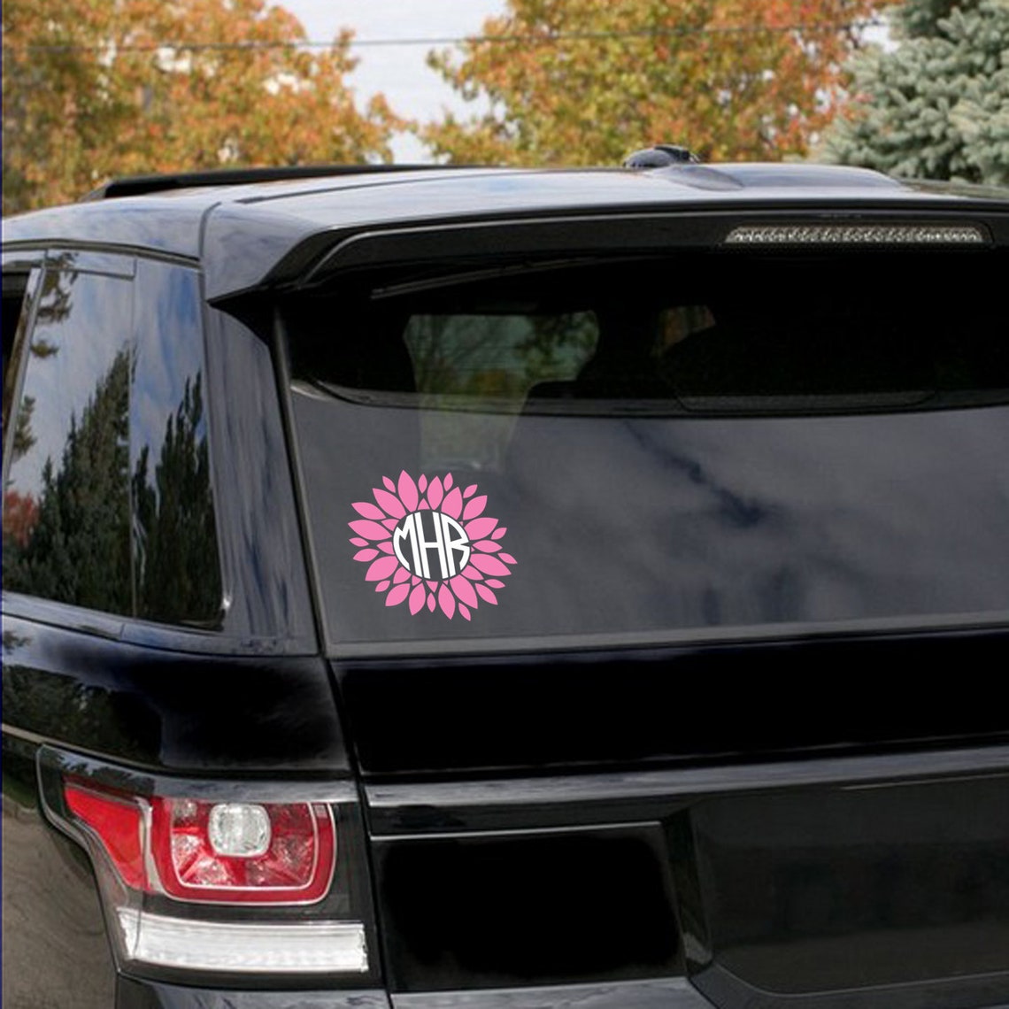 Car Monogram Decal - Dahlia Monogram Sticker - Flower Initials ...